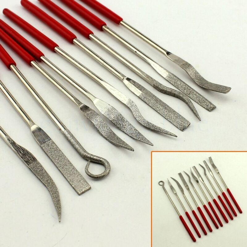 10 Pieces Diamond Coated Riffler File Mechanical Jewelry File Tool Set ...