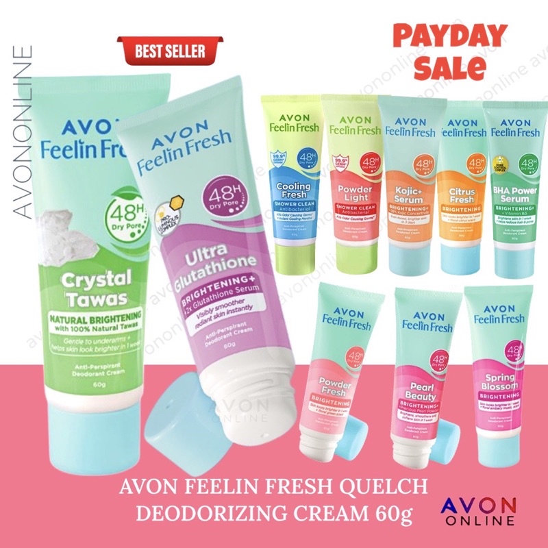 AVON Feelin Fresh QUELCH Whitening Anti Perspirant Deodorizing Cream ...