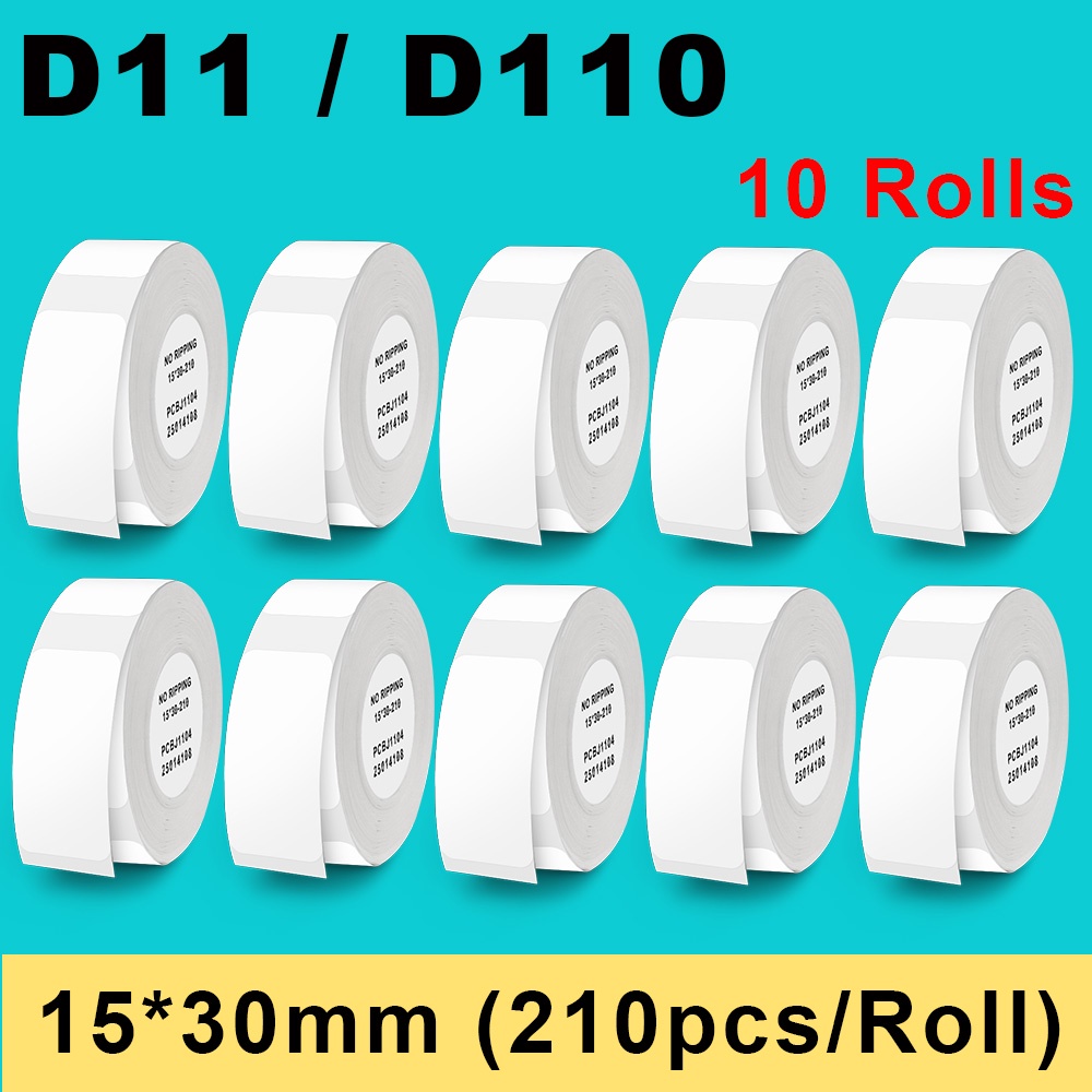 10 Rolls Waterproof Niimbot D11 D110 Printing Label White Color ...