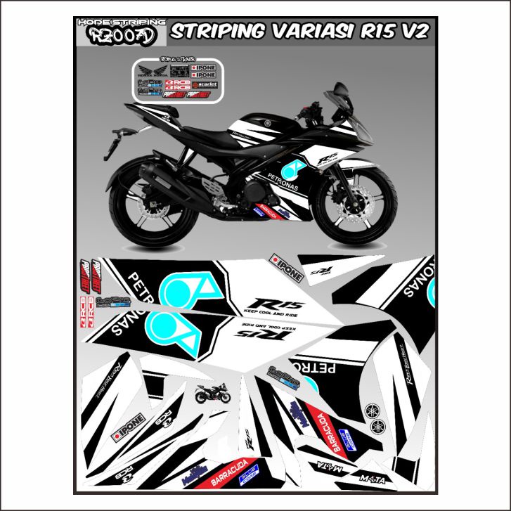 Striping sticker Decal Yamaha R15 V2 Variation striping sticker ...