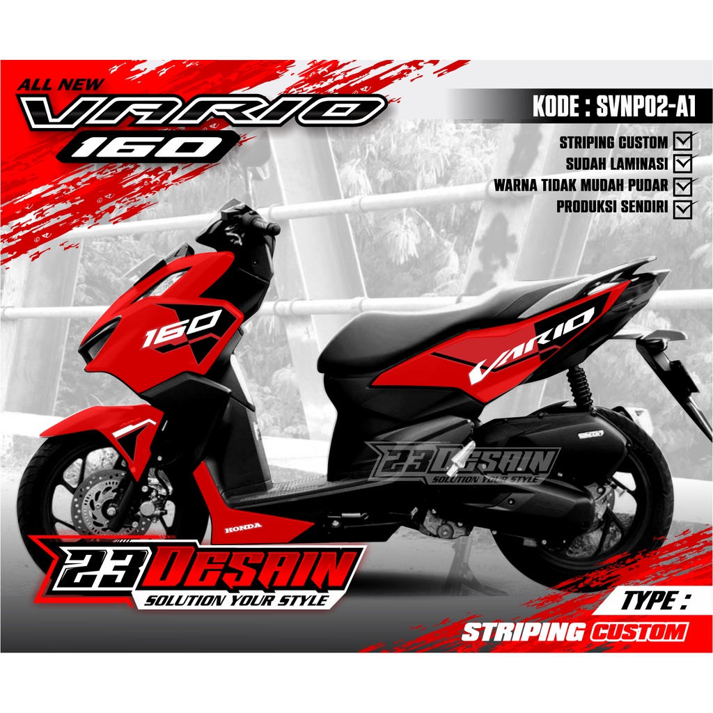 MERAH Striping vario160 Sticker Vario 160 deca Vario 160 Cutting ...