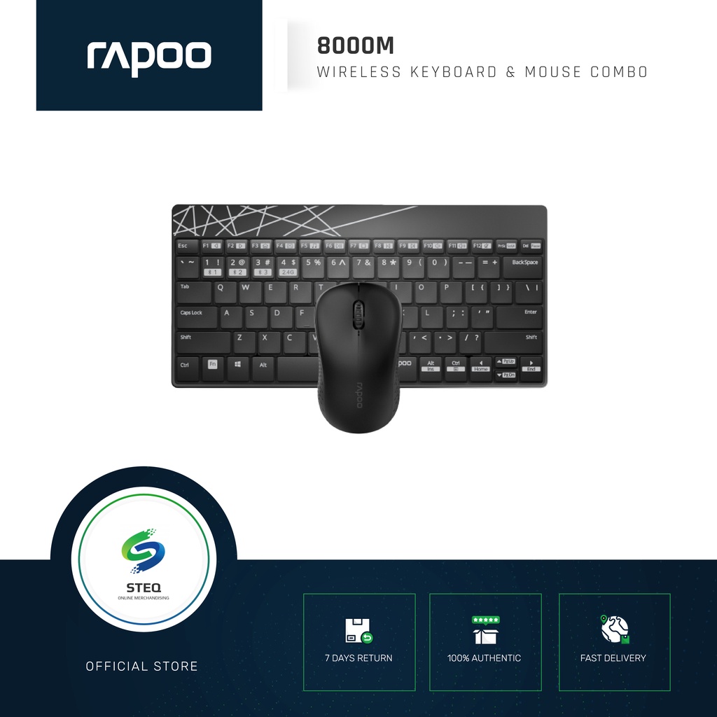 STEQ Rapoo 8000M Multi-Mode Wireless Keyboard & Mouse Combo | Shopee ...