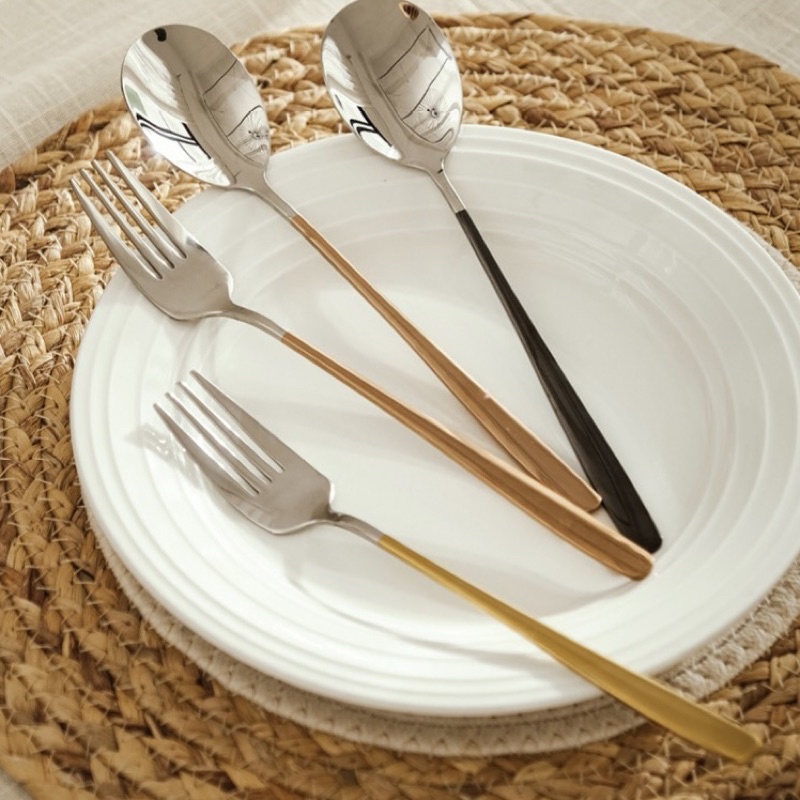 1 Set Korean Style Spoon Fork Tableware Fine Dining Cutlery 304 ...