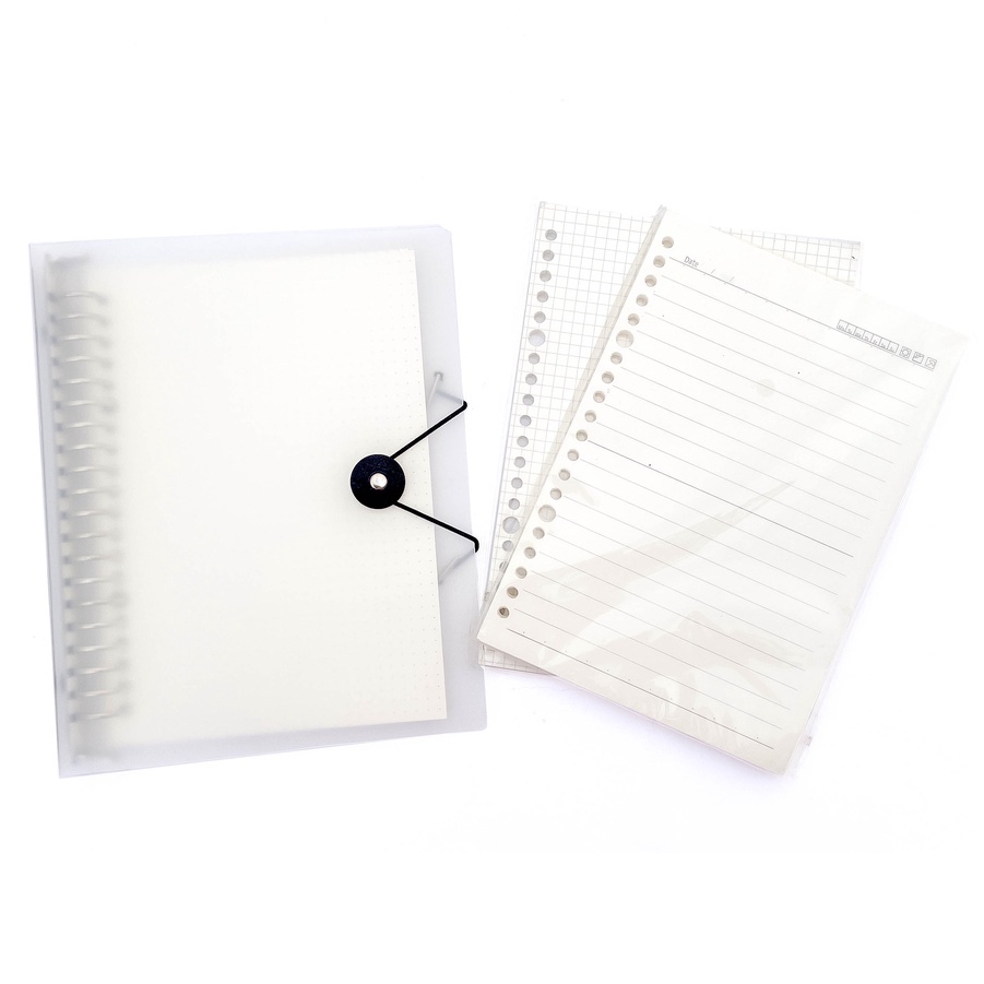 Loose Leaf Binder Notebook A5 with Elastic / Garter (20holes) Frosted ...