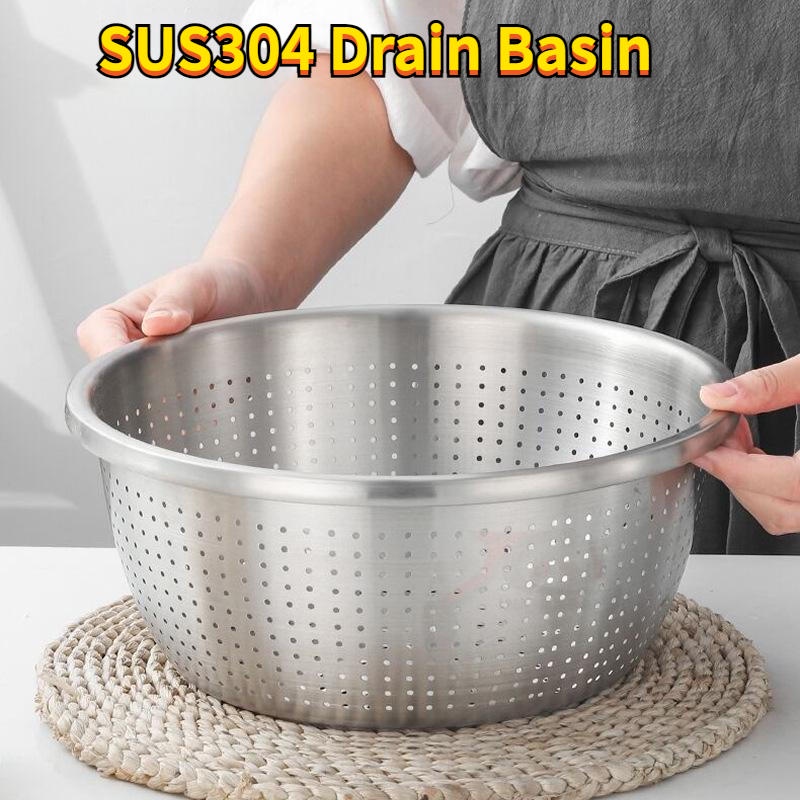 304 Stainless Steel Drain Basin Thickened Drain Basket Household Rice ...