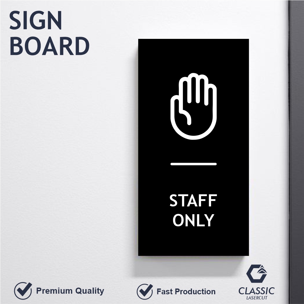 Staff Only Sign / Acrylic Sign Board / Modern Acrylic Sign 15 x 25cm ...