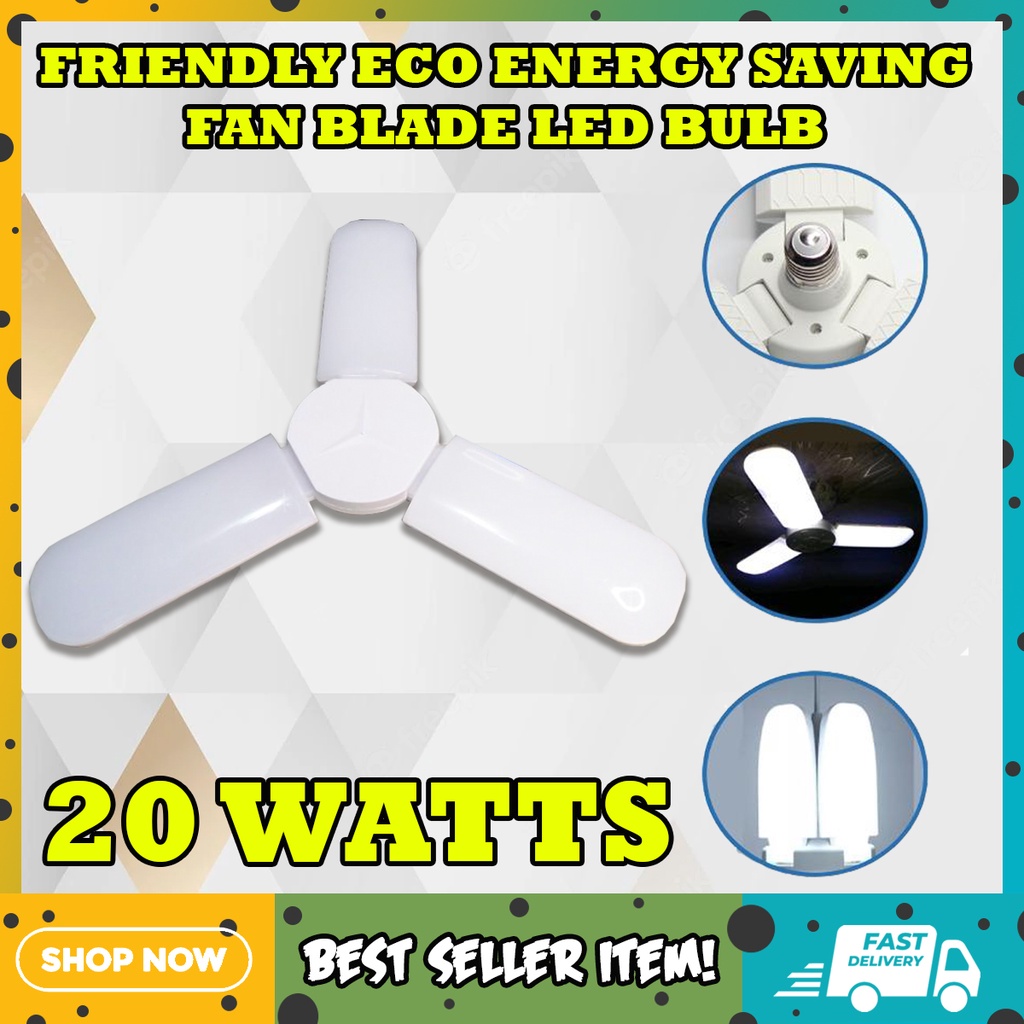 Foldable Fan Blade Design LED Light Bulb Fan Blade Led Bulb E27 Base ...