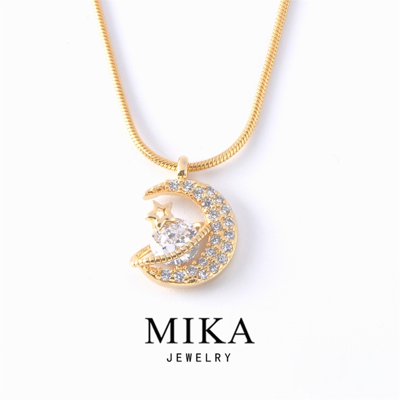 MIKA 18K Gold Hitagi Pendant Necklace for Women Star Moon Planet ...