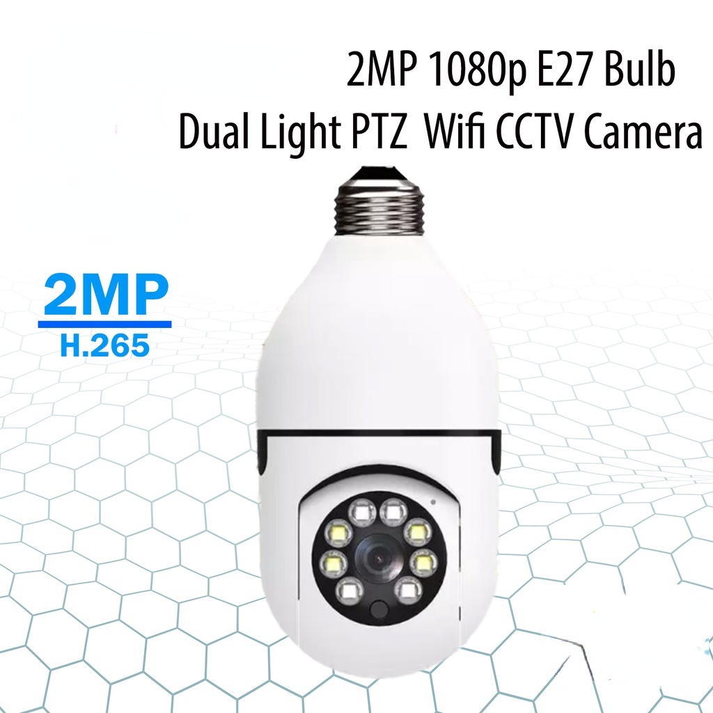HD 2MP 1080p E27 Bulb Type Dual Light Color Night Vision PTZ Wireless ...