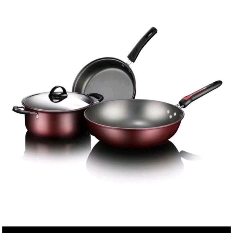 3pcs Cookware Set Non- Stick Wok Induction Cooker Kitchen RANDOM BOX ...