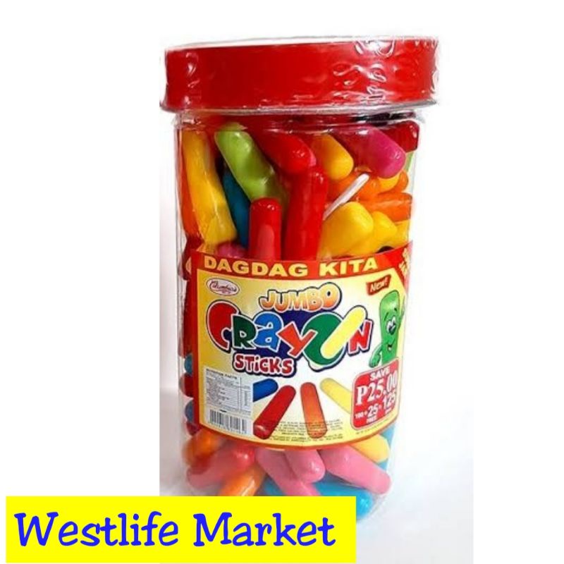 Columbia's Jumbo Crayon Stick Gummy Candy 100pcs + 20pcs | Shopee ...