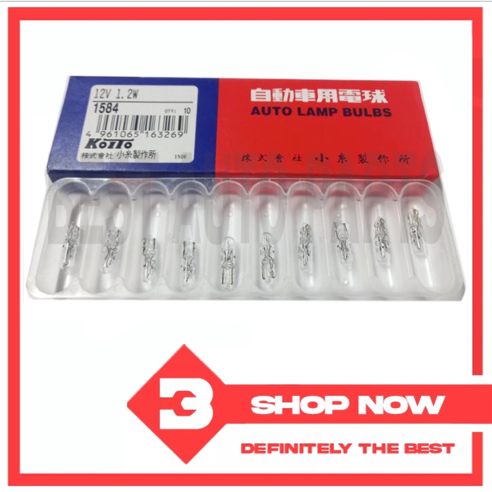 KOITO Halogen Bulb (10pcs) T5 12V 1.2W (W20X4.6d) - HB-1584 | Shopee ...