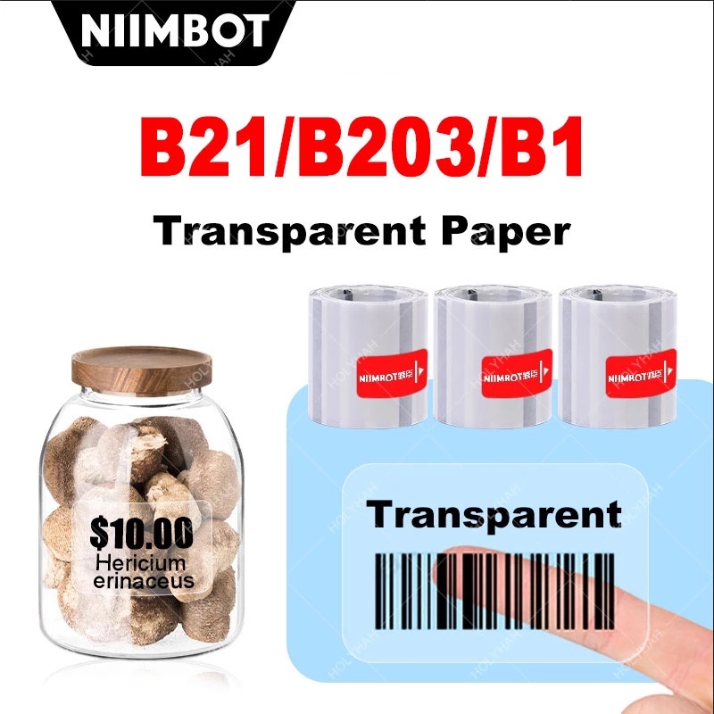 NIIMBOT B21 B1 B203 Transparent Self-adhesive Sticker Transparent Clear Name Waterproof Price ...