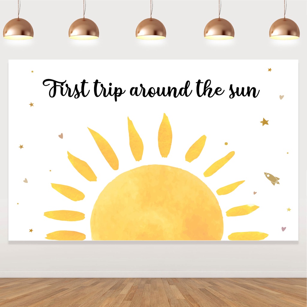 JOLLYBOOM Boho First Trip Around The Sun Birthday Backdrop Decorations ...