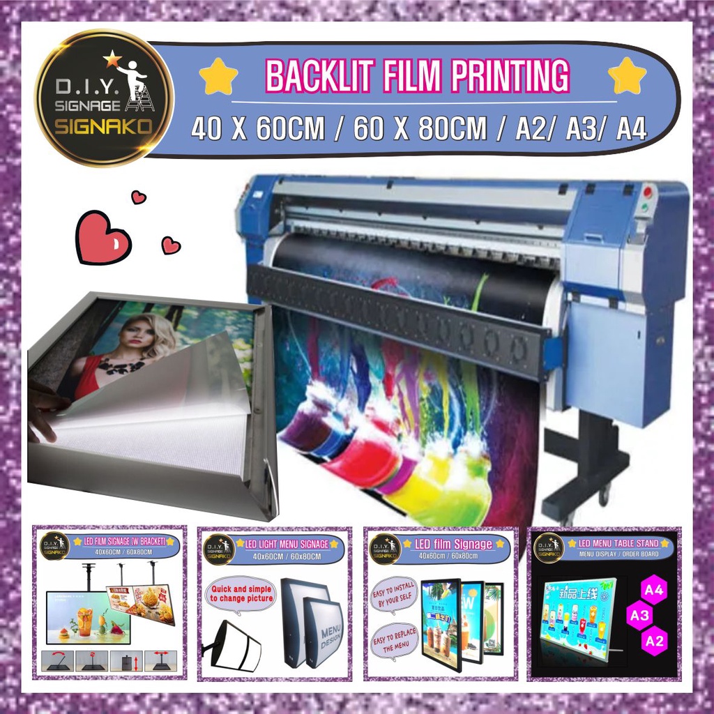 Waterproof PET Backlit Film Print / for Lighted or Non-Lighted Menu ...