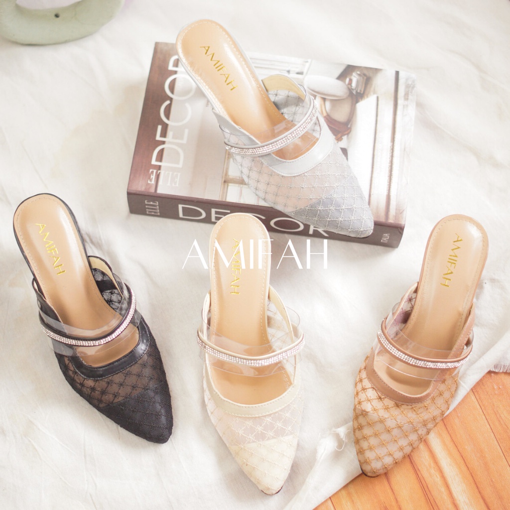 Amifah Sandals HEELS MULES Brocade 5CM (MILAN SERIES) | Shopee Philippines