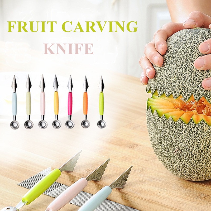 Double-headed stainless steel fruit digging spoon carving knife fruit ...