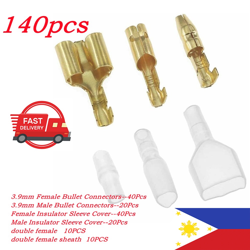 140pcs 3.9mm Car Motorcycle Brass Bullet Male Female Terminal Wire ...