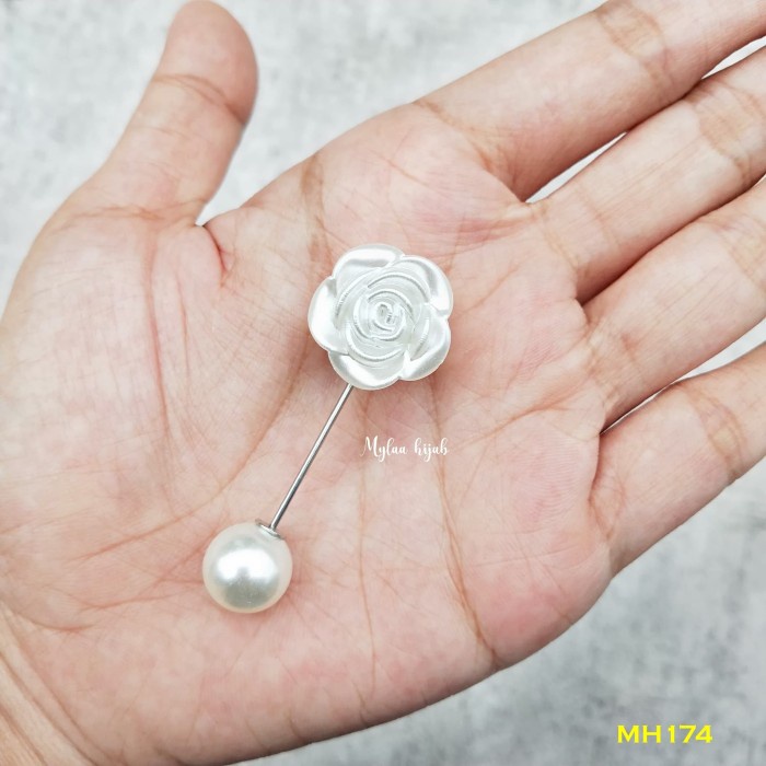 MAWAR PUTIH White Rose Pearl Pearl Pashmina - Hijab Hijab Pins Brooch ...