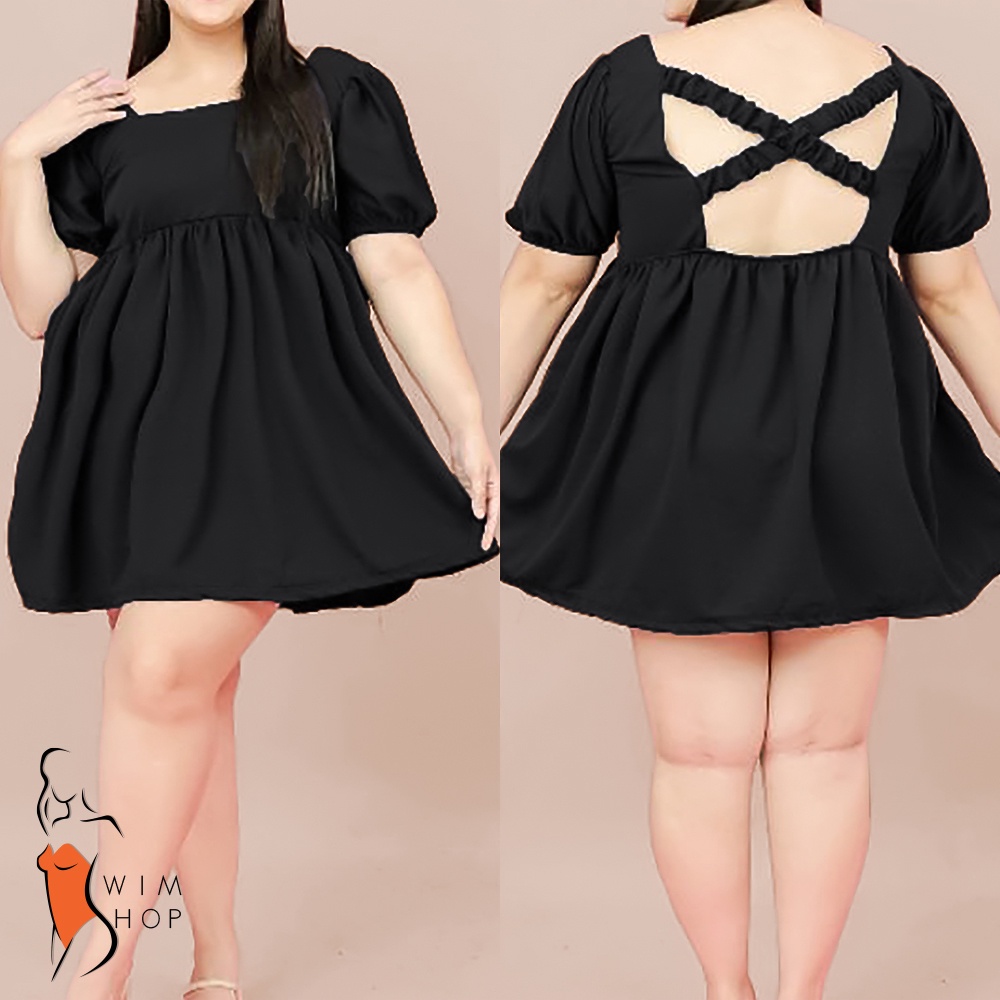 SS TORI Plus Size Puff Sleeve Cross Back Mini Dress For Women wd050 ...
