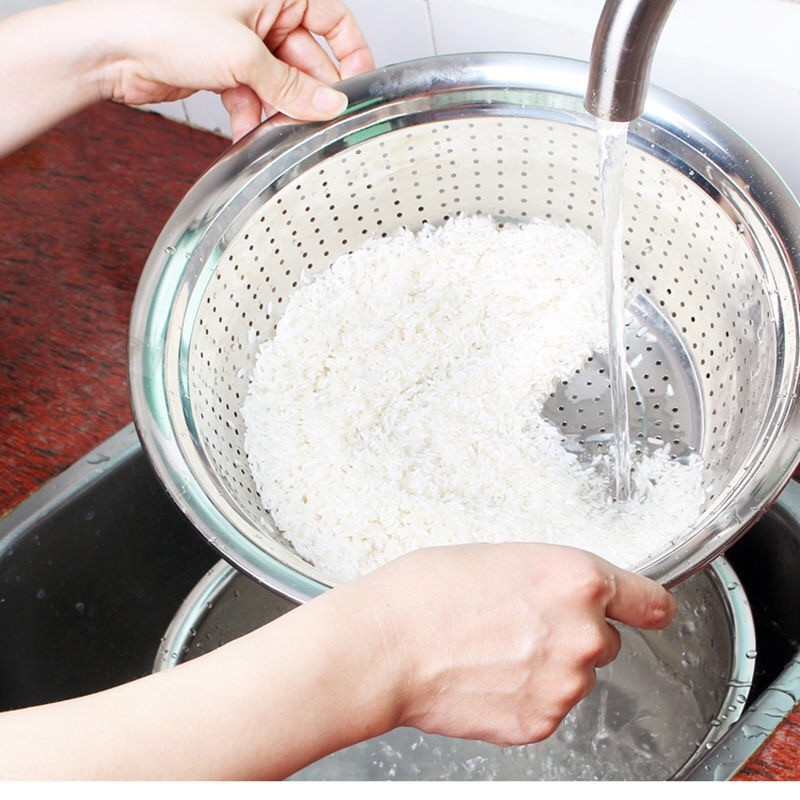 Stainless Steel Rice sieve Fast Draining Colander Drainer Strainer ...