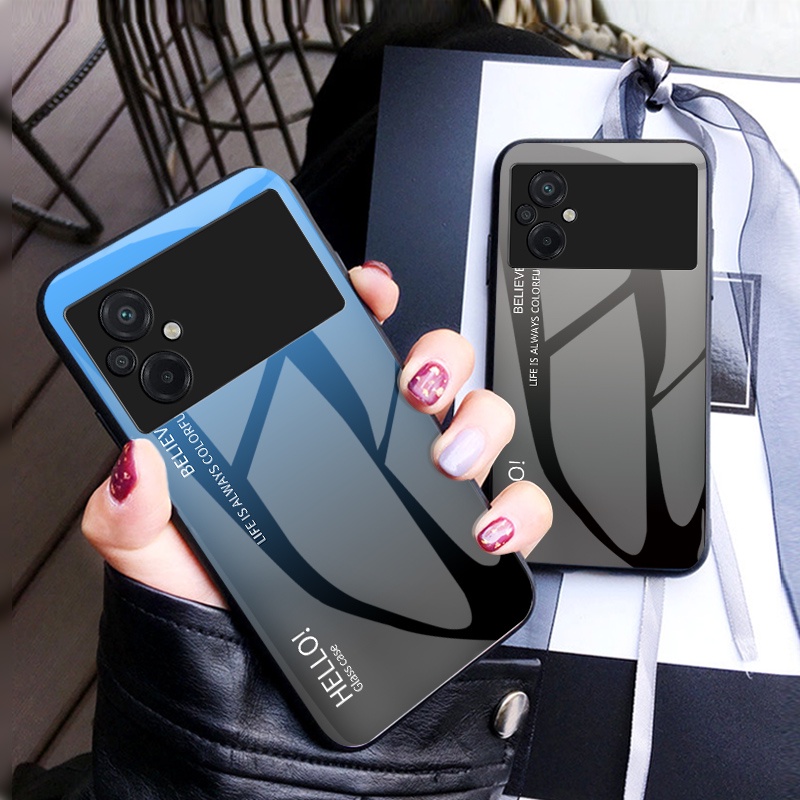 Xiaomi POCO M5 Case Gradient Tempered Glass Back Cover Phone Case ...