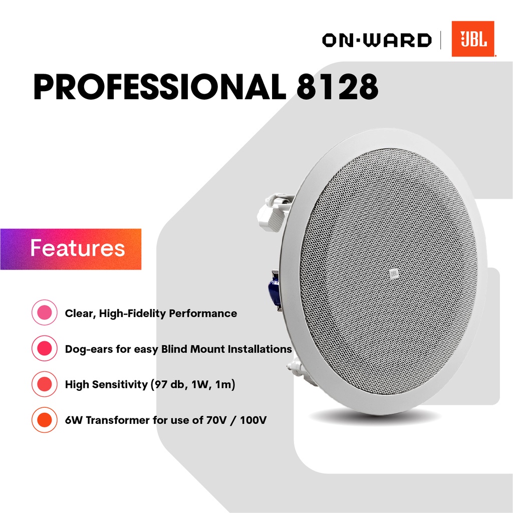 JBL Professional 8128 8-inch, Full-range, In-Ceiling Loudspeaker ...
