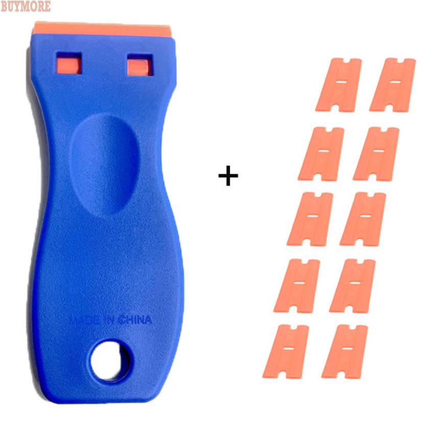 1.5" Plastic Razor Scraper With 10pcs Double Edged Plastic Blades For ...