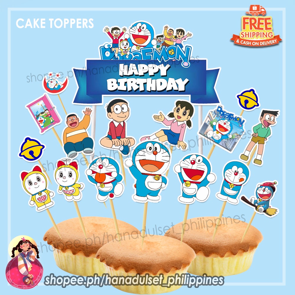 Doraemon Cake Topper | Cake Topper | Doraemon cup cake toppers | Set ♥ ...