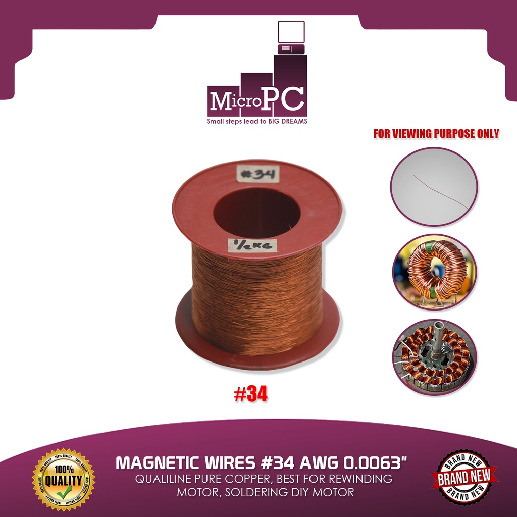 MAGNETIC WIRES #34 AWG 0.0063", QUALILINE PURE COPPER, BEST FOR ...