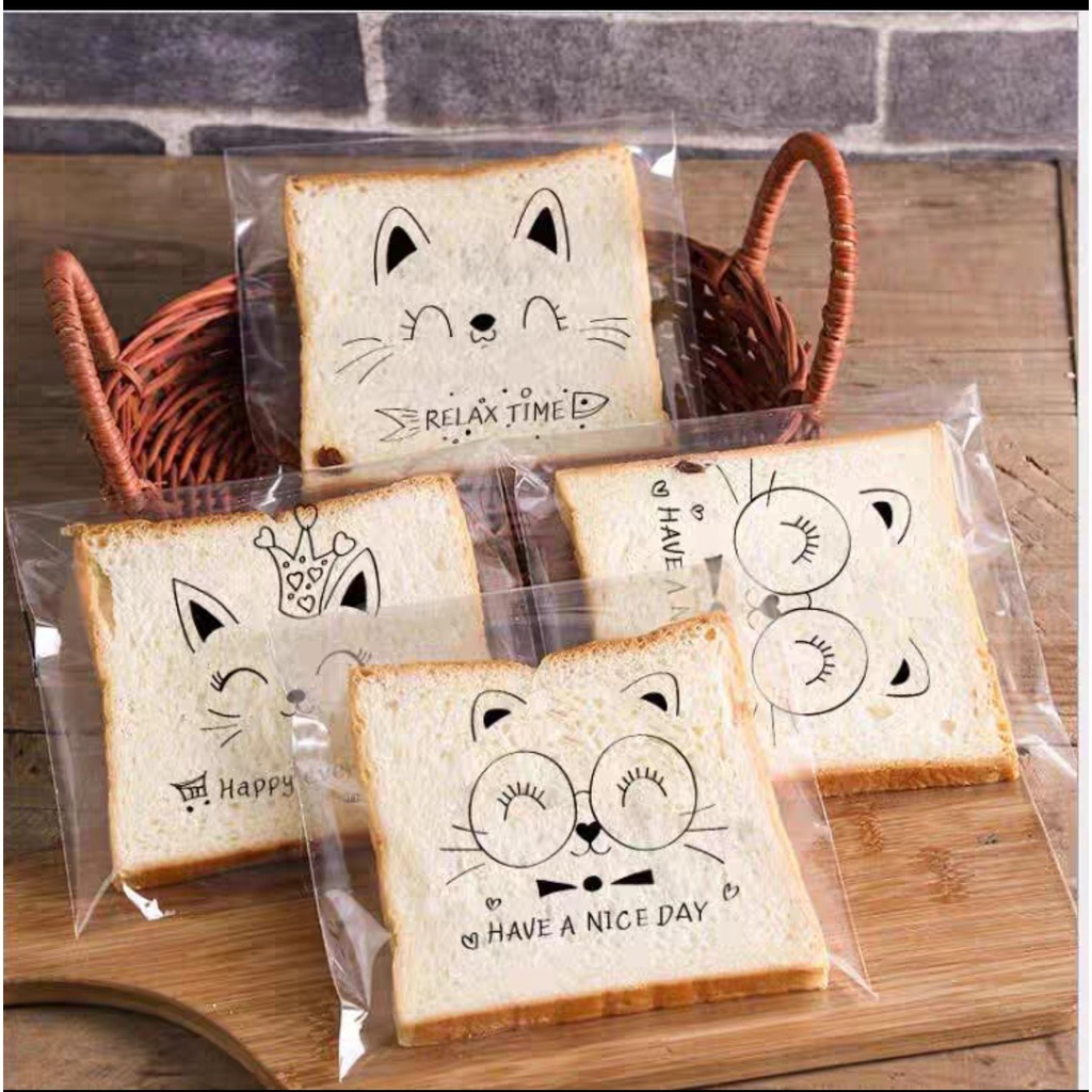 FP1536 (100 PCS ) 15x18 CM Cat Cookie Donut Bread Pastry Bag Food ...