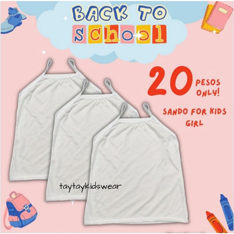 WHITE SANDO SCHOOL UNIFORM INNER SANDO for kids clothes girl cotton ...