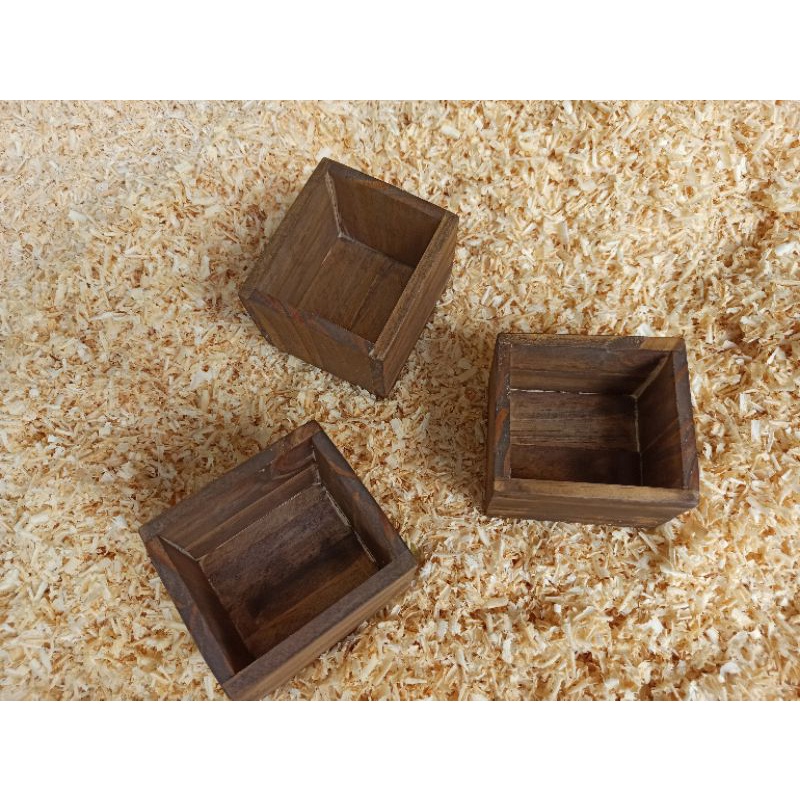 Wooden Pot Mini Pot Plant Box Small | Shopee Philippines