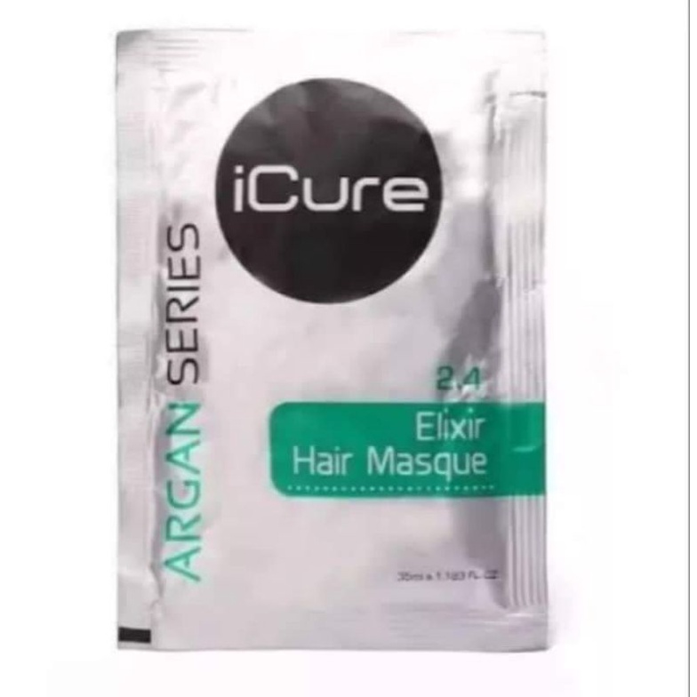 Icure Argan Series Keratin Elixir Hair Masque Sachet 35ml. | Shopee ...