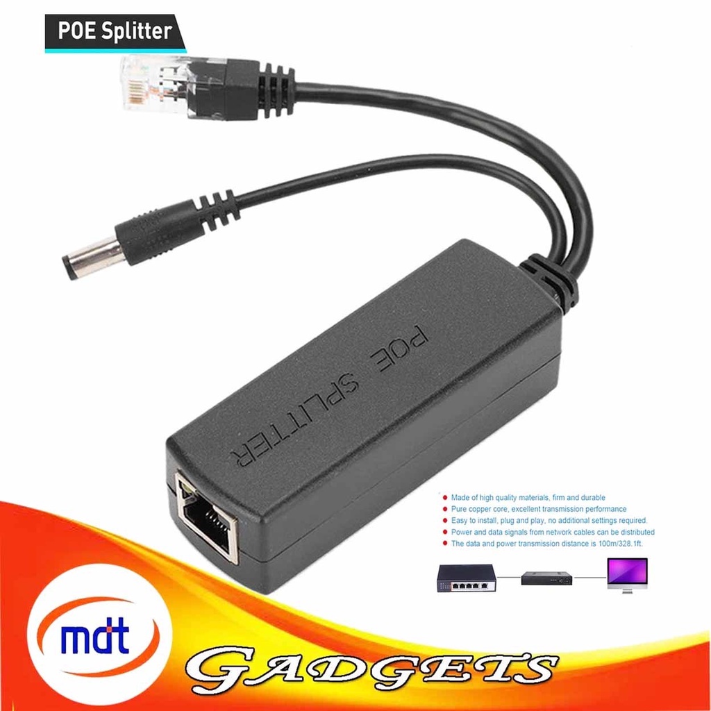 Active PoE Splitter Power Over Ethernet 48V to 12V 1A-2A 10/100 ...