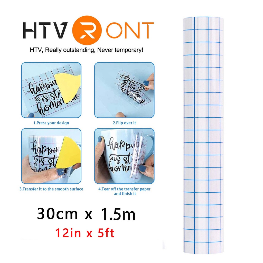 HTVRONT Transfer Tape 12"X60" For Self Adhesive Permanent Vinyl Roll ...