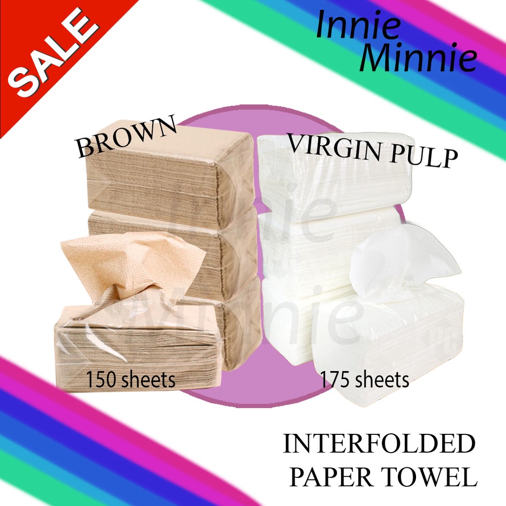 INTERFOLDED PAPER TOWEL TISSUE 100% VIRGIN PULP / BROWN [175 SHEETS/150 ...