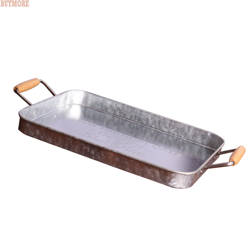 Rectangular Antique Iron Serving Trays Retro Metal Storage Sundries ...