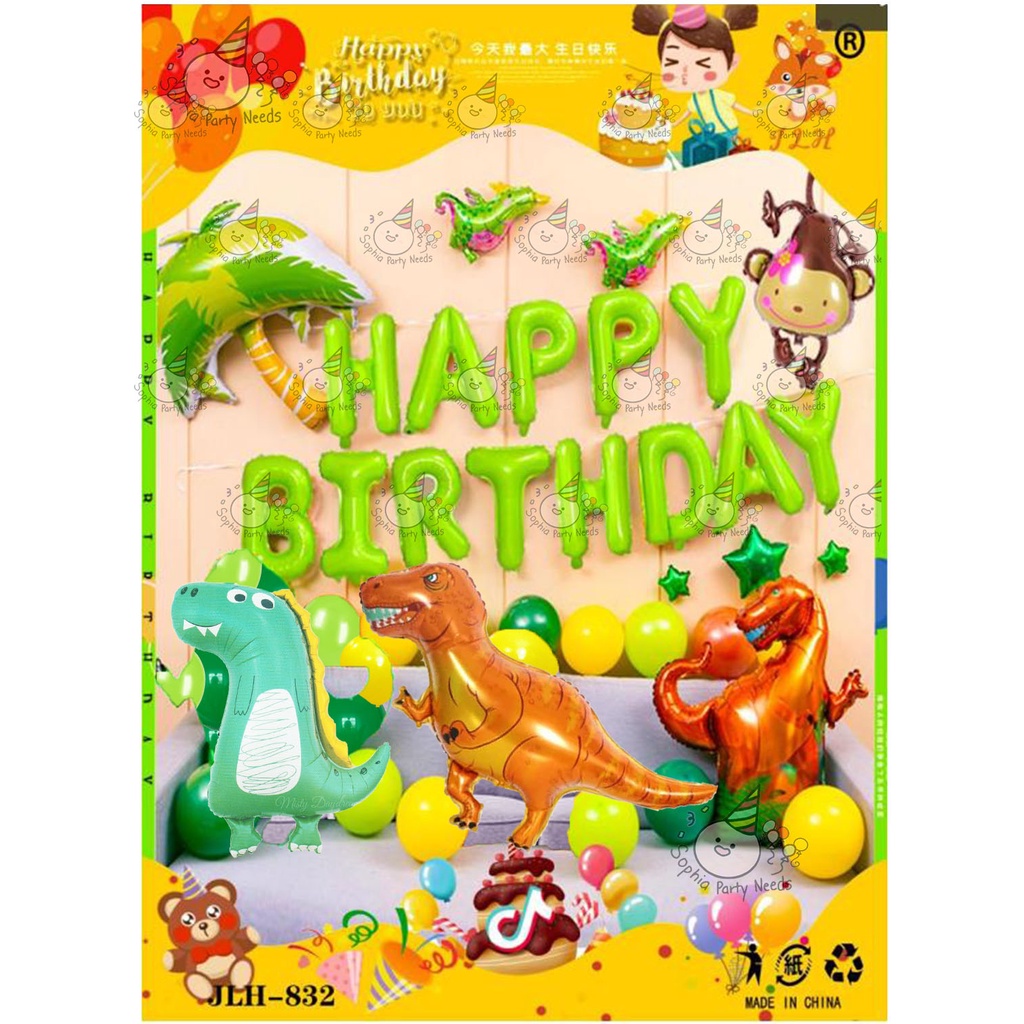 JH-832 Jurassic Dinosaur Party Balloon Garland Decoration Set Birthday | Shopee Philippines