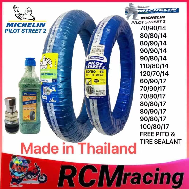 Michelin Motorcycle Free Tire Sealant & Pito Tire Gulong Pilot Street 2 ...