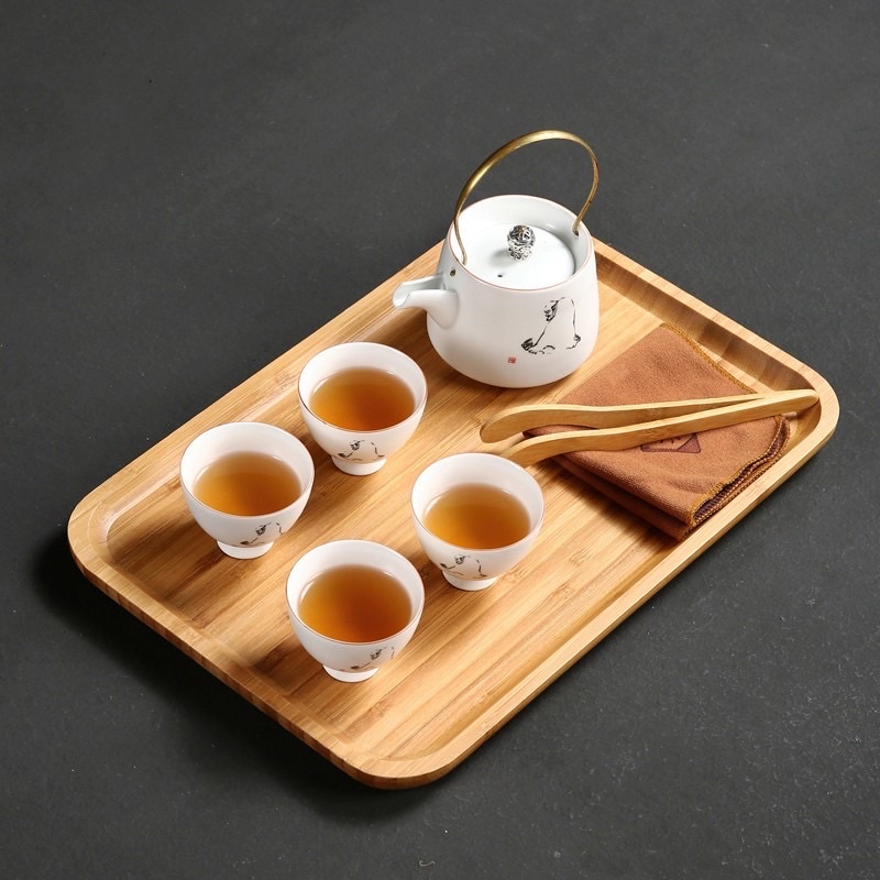 Teapot tray, luxury natural bamboo multi-purpose serving tray, full ...