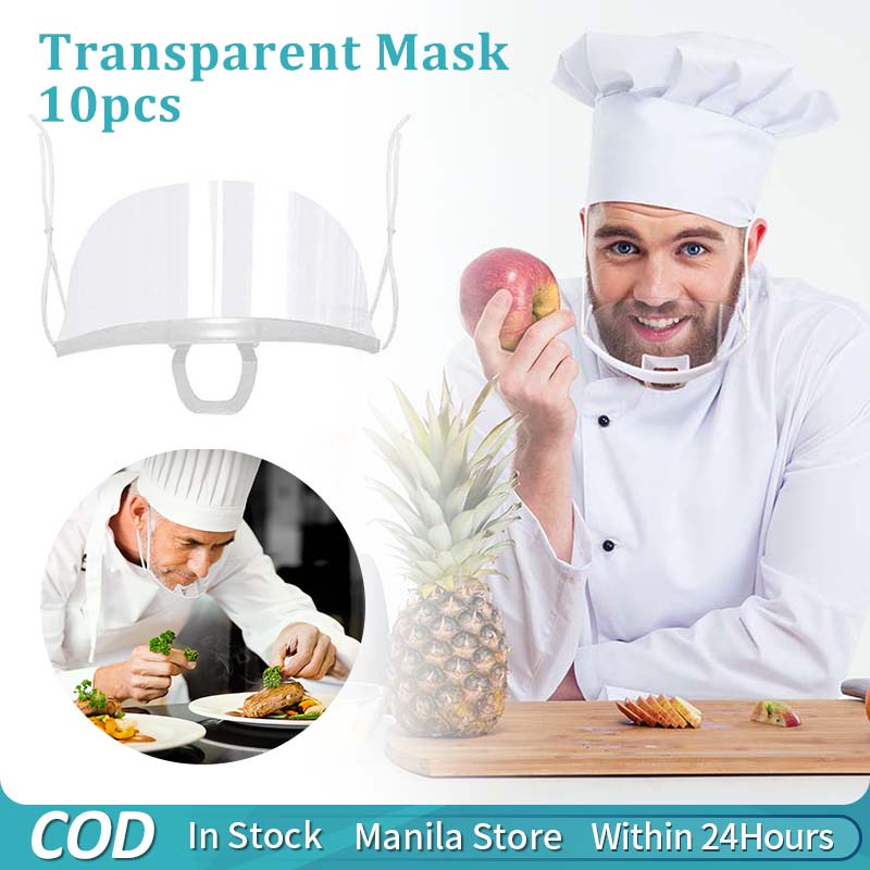 10pcs Transparent Sanitary Mask Reusable Chef Anti-Fog Mask Kitchen ...