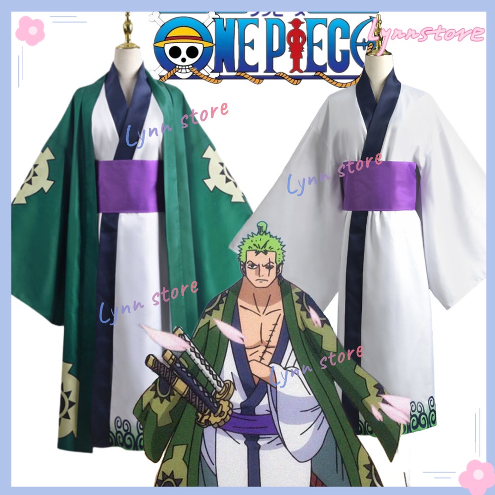 Cosplay Roronoa Zoro Cosplay Costumes ONE PIECE Green Printing Outer ...