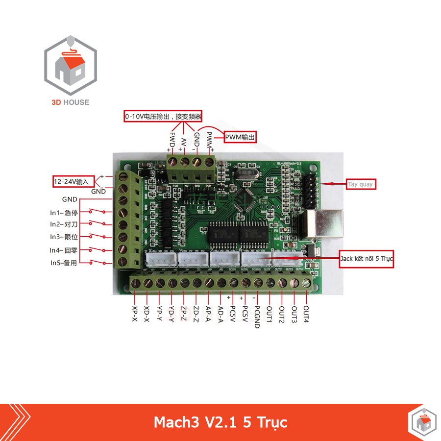Mach3 LPT V2.1 5-Axis CNC Circuit with Cable | Shopee Philippines