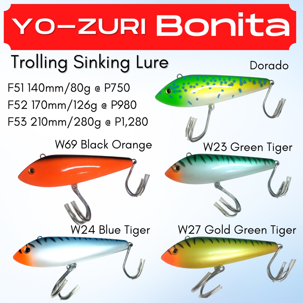 Yo-Zuri Bonita Trolling Sinking Lure F51 140mm/80g F52 170mm/126g F53 210mm/280g | Shopee ...