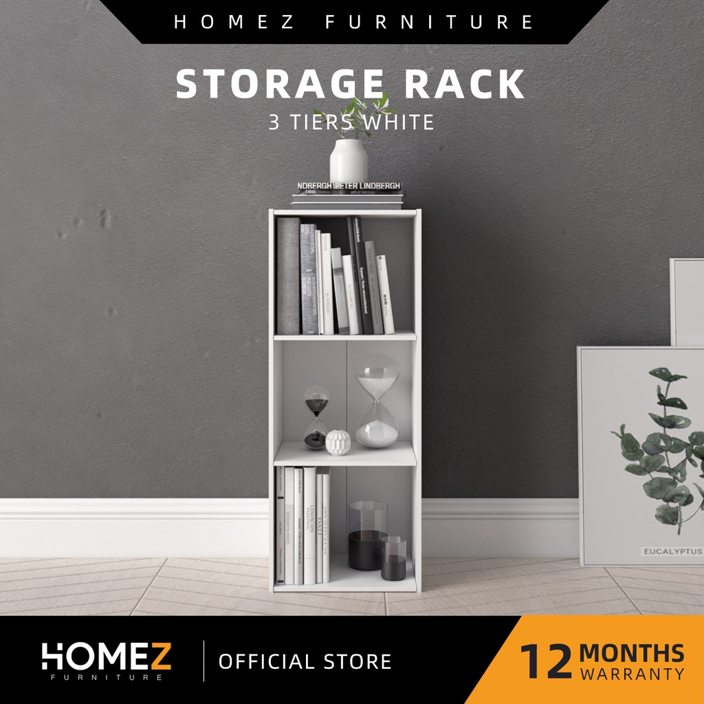 (Ready Stock) Homez 3 Tier Bookcase Wooden Cabinet Multi-Purpose ...