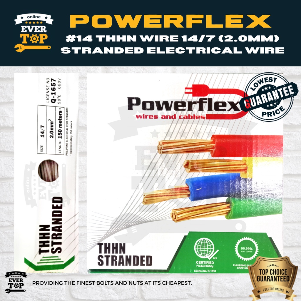 14/7 THHN 150 meters 2.0mm2 POWERFLEX THHN STRANDED CABLE WIRE #14 ...
