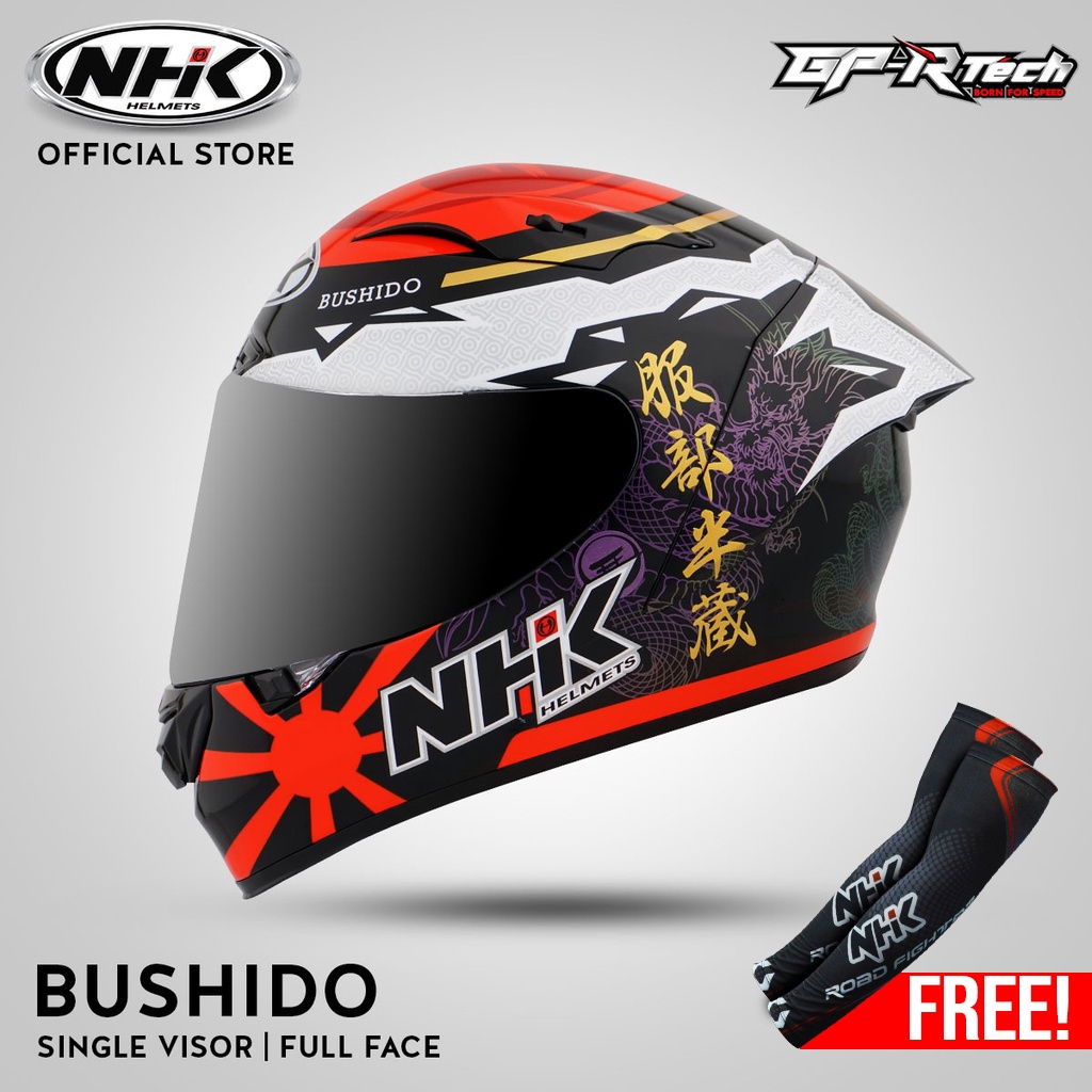 NHK Helmets MIHA Full Face with Free Smoke Visor AND NHK ARMSLEEVES ...