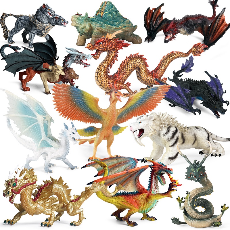 Mythical Creatures Dinosaur Action Figures Chinese Dragon Suzaku White ...