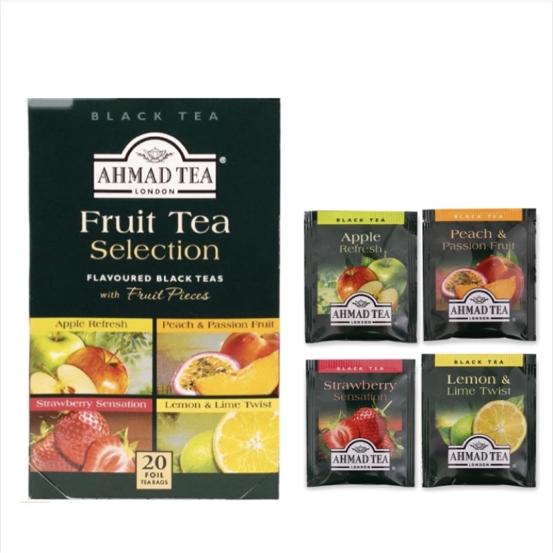 Ahmad Tea Fruit Tea Selection of 4 Fruit Black Teas, 20 Teabags ...